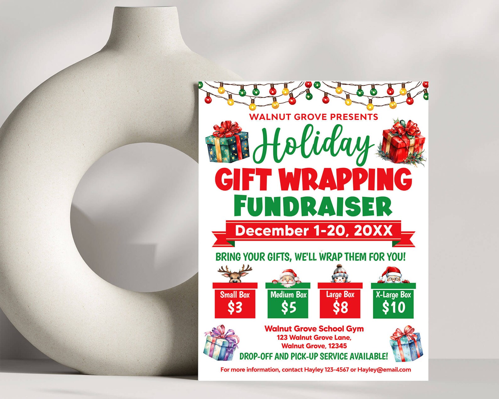 Editable Holiday Gift Wrapping Fundraiser Flyer, Christmas Gift ...