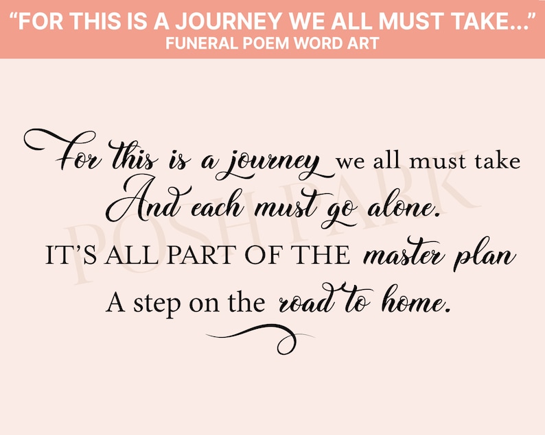 Funeral Poem Word Art for This is A Journey We All Must Take - Etsy