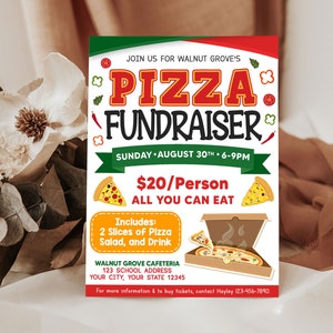 Editable Pizza Fundraiser Flyer Template, School Event Flyer Template ...