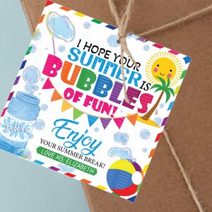 EDITABLE Bubbles of Fun Summer Tag, End of School Year Tags, Summer ...