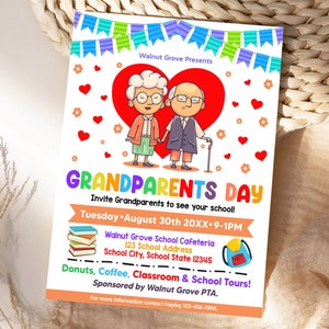 Grandparents Day Flyer Invite Template, PTA PTO Flyer School Fundraiser ...