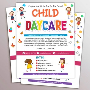 Editable Childcare Flyer Template, Kindergarten Daycare, Babysitting ...