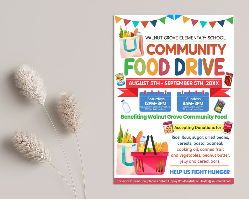 Editable Community Food Drive Flyer, Church School, PTA PTA Flyer, Food ...