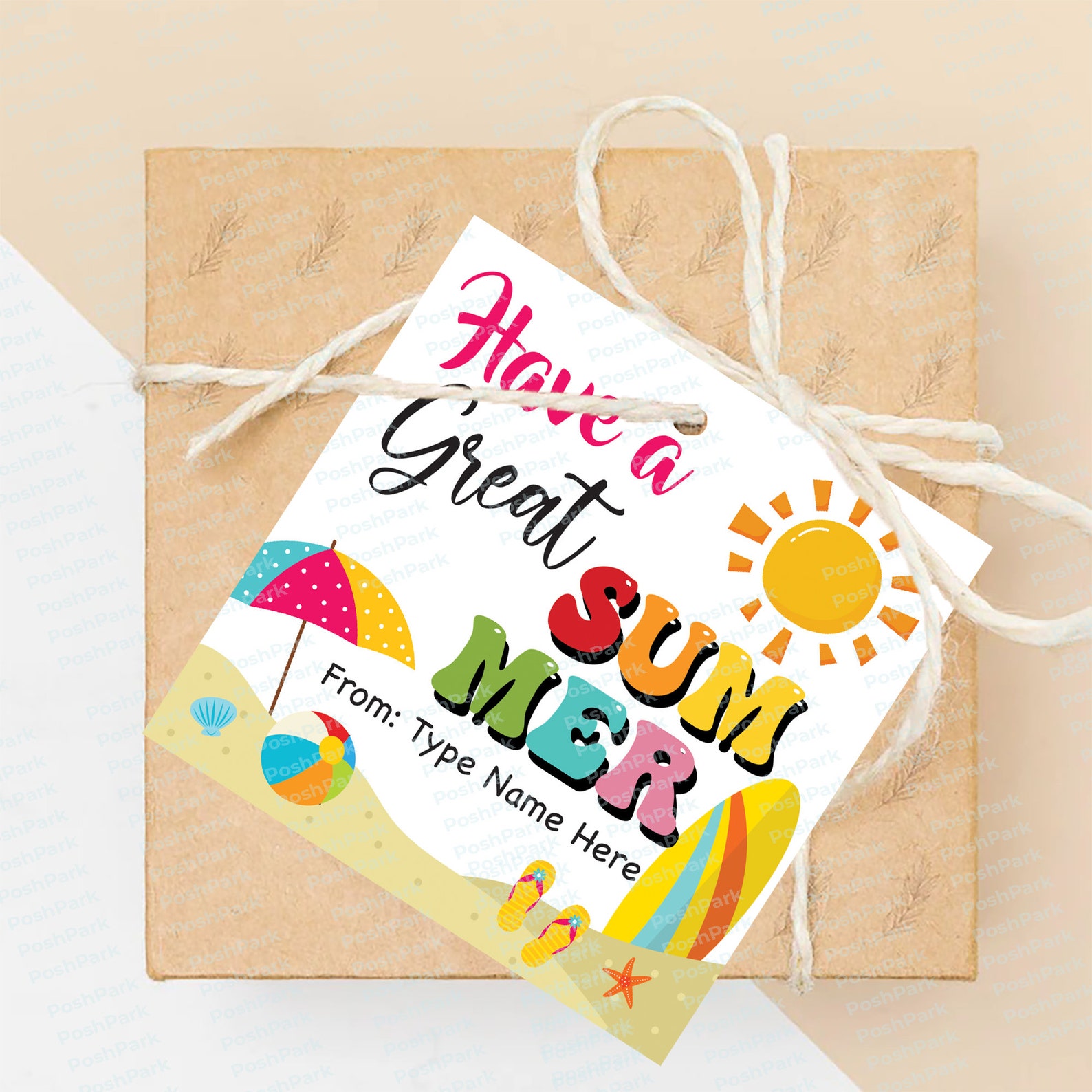 Custom Summer Gift Tags for Teacher, Beach-theme Summer Gift Tags ...