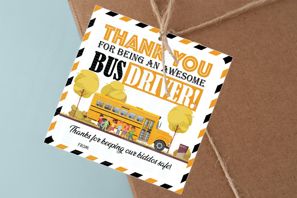 Printable PDF Bus Driver Appreciation Gift Tag Printable Bus - Etsy