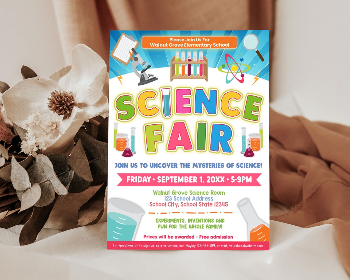 Editable Science Fair Flyer, School Academic Festival Flyer, PTO PTA ...