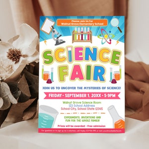 Editable Science Fair Flyer, School Academic Festival Flyer, PTO PTA ...