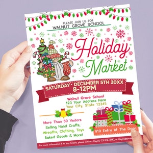 Editable Holiday Market Flyer Template, Community Holiday Event, Church ...