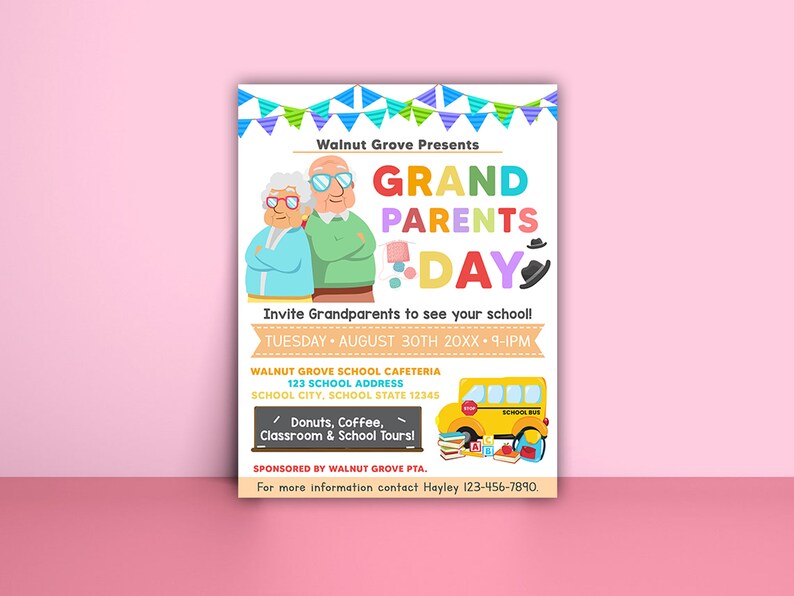 EDITABLE Grandparents Day Invite Template Family School - Etsy