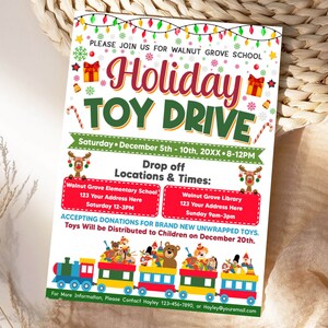 Holiday Toy Drive Flyer Template, Printable School Church Xmas ...