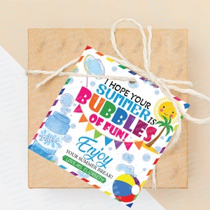 EDITABLE Bubbles of Fun Summer Tag, End of School Year Tags, Summer ...