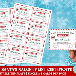 Editable Mini Santa Naughty List Certificate, Santa Warning Letter, Elf ...