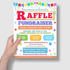 Editable Raffle Fundraiser Flyer, School Pto Pta Church Fundraiser ...