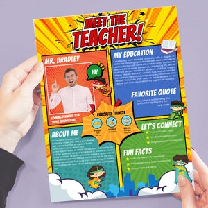 Meet the Teacher Template Superhero Theme, Photo Teacher Letter ...
