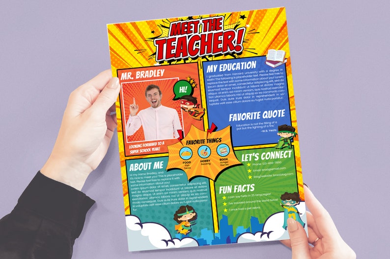 Meet the Teacher Template Superhero Theme Photo Teacher - Etsy