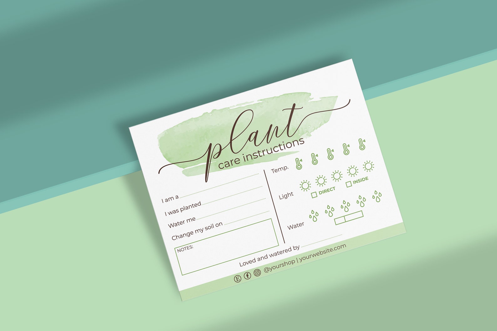 EDITABLE Plant Care Card Printable Plant Care Template Multi - Etsy