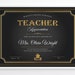 Editable Elegant Teacher Appreciation Certificate Black, Teacher ...