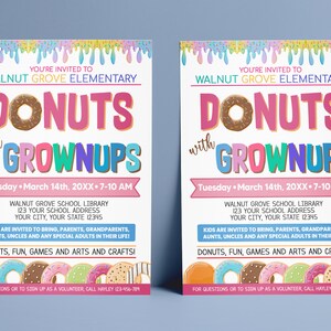 Donuts With Grownups Flyer, Father Mother Parents Grandparents ...