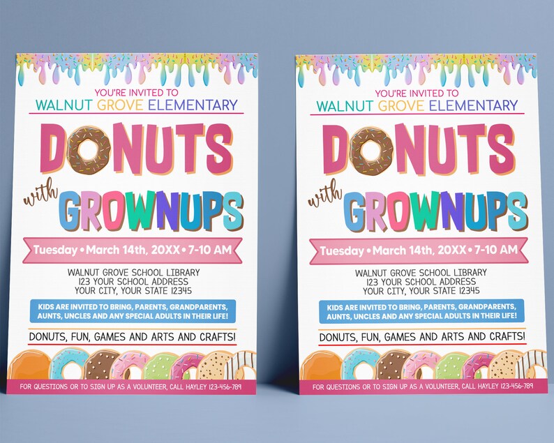 Donuts With Grownups Flyer, Father Mother Parents Grandparents ...