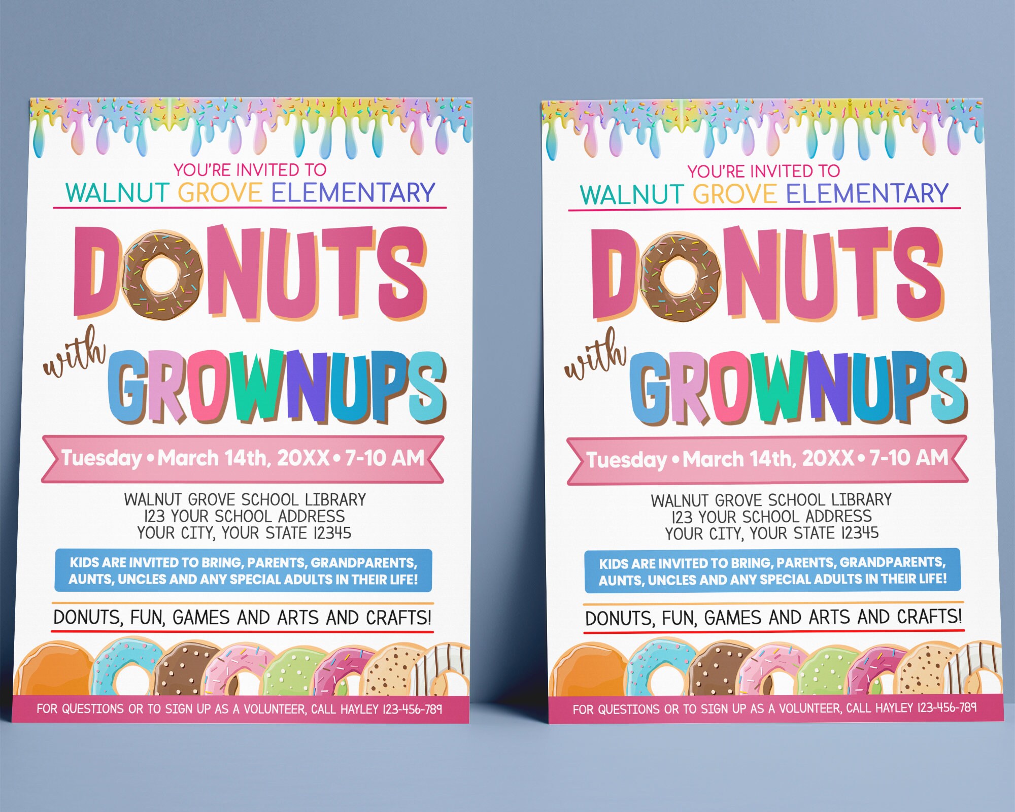 Donuts With Grownups Flyer, Father Mother Parents Grandparents ...