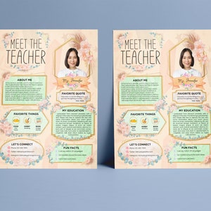 Editable Meet the Teacher Boho Template, Meet the Teacher Editable With ...