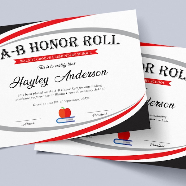Ab Honor Roll Certificate - Etsy