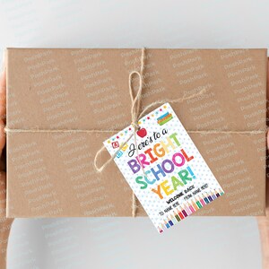 Editable Bright School Year Gift Tag Template, Colorful Printable Back ...