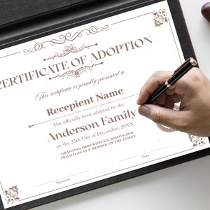 Certificate of Adoption to Our Family, Editable Adoption Certificate ...