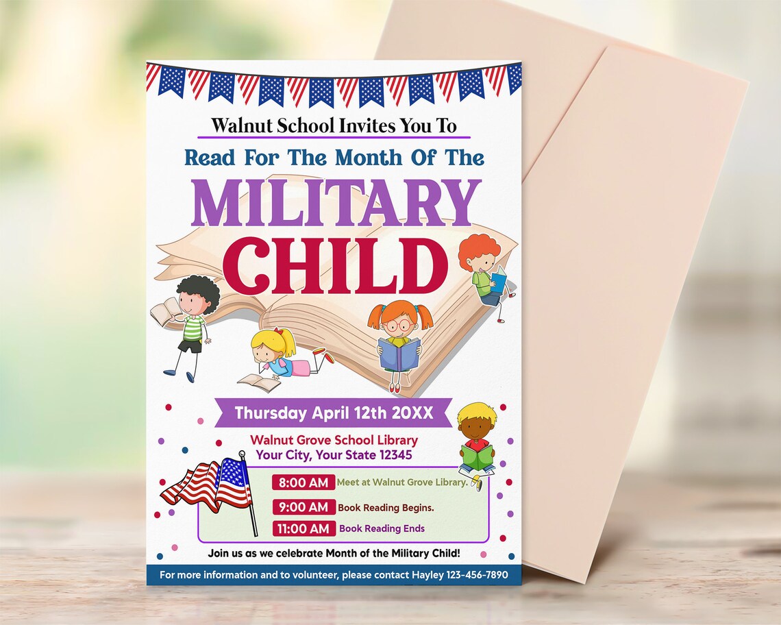 Editable Read for the Month of the Military Child Flyer, PTO PTA School ...