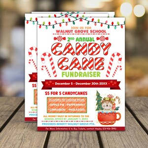 Editable Candy Cane Fundraiser Flyer Template, Printable PTA, PTO ...