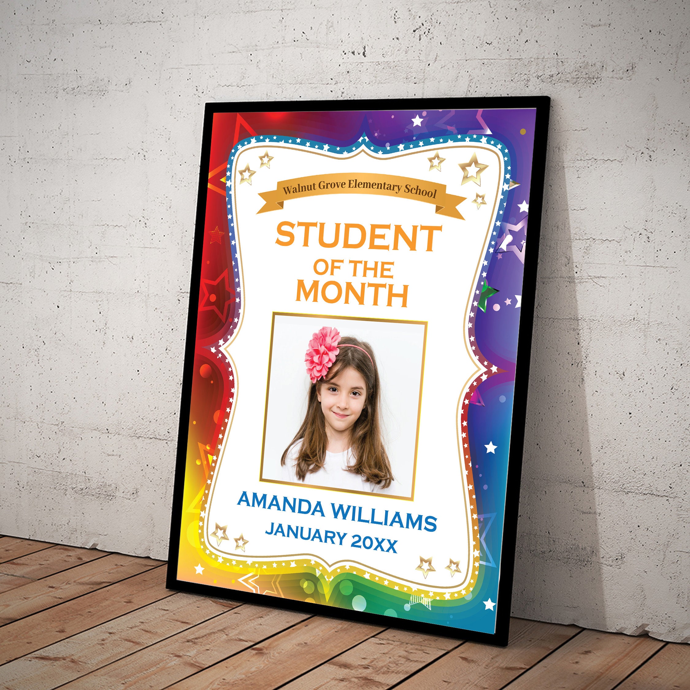 Colorful Student of the Month Certificate With Photo, Editable Student ...