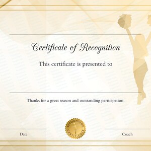 PRINTABLE PDF End of Season Cheerleading Award Certificates, 25 Plus ...