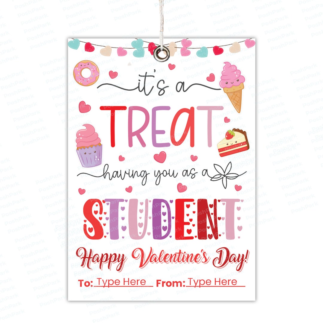 Teacher Valentine's Day Gift Tag, It's A Treat Having You as A Student ...