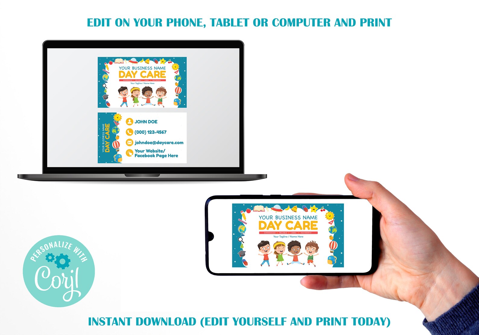 Day Care Business Cards| Babysitting Business Card | EDITABLE ...