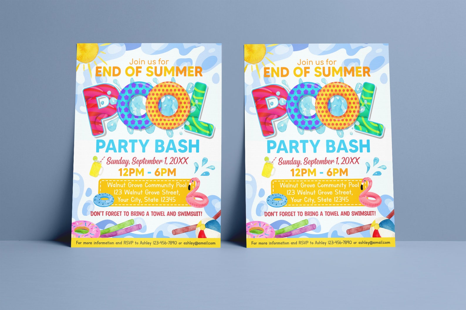 EDITABLE End of Summer Pool Party Invitation Back to School - Etsy