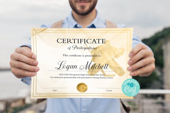 Editable Goalie Hockey Certificate Printable Goalie | Etsy