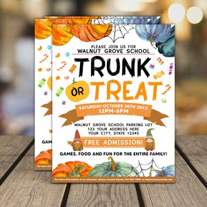 Editable Trunk or Treat Flyer, School Neighborhood Church Trunk or ...