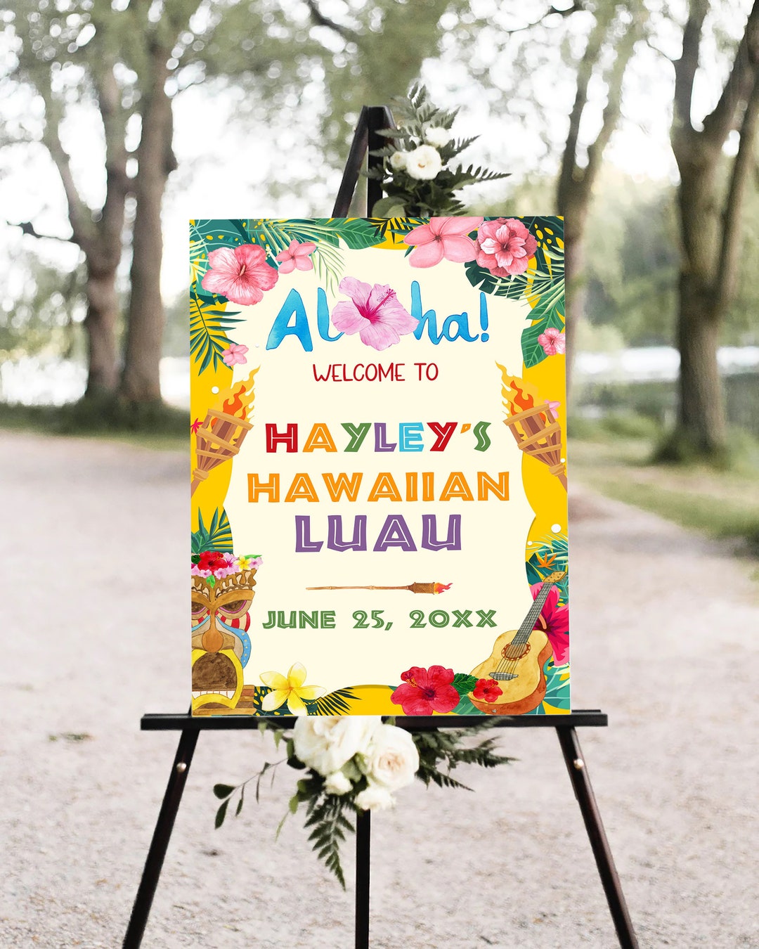 Luau Tropical Event Welcome Sign Template, Tropical Party Decor Welcome ...