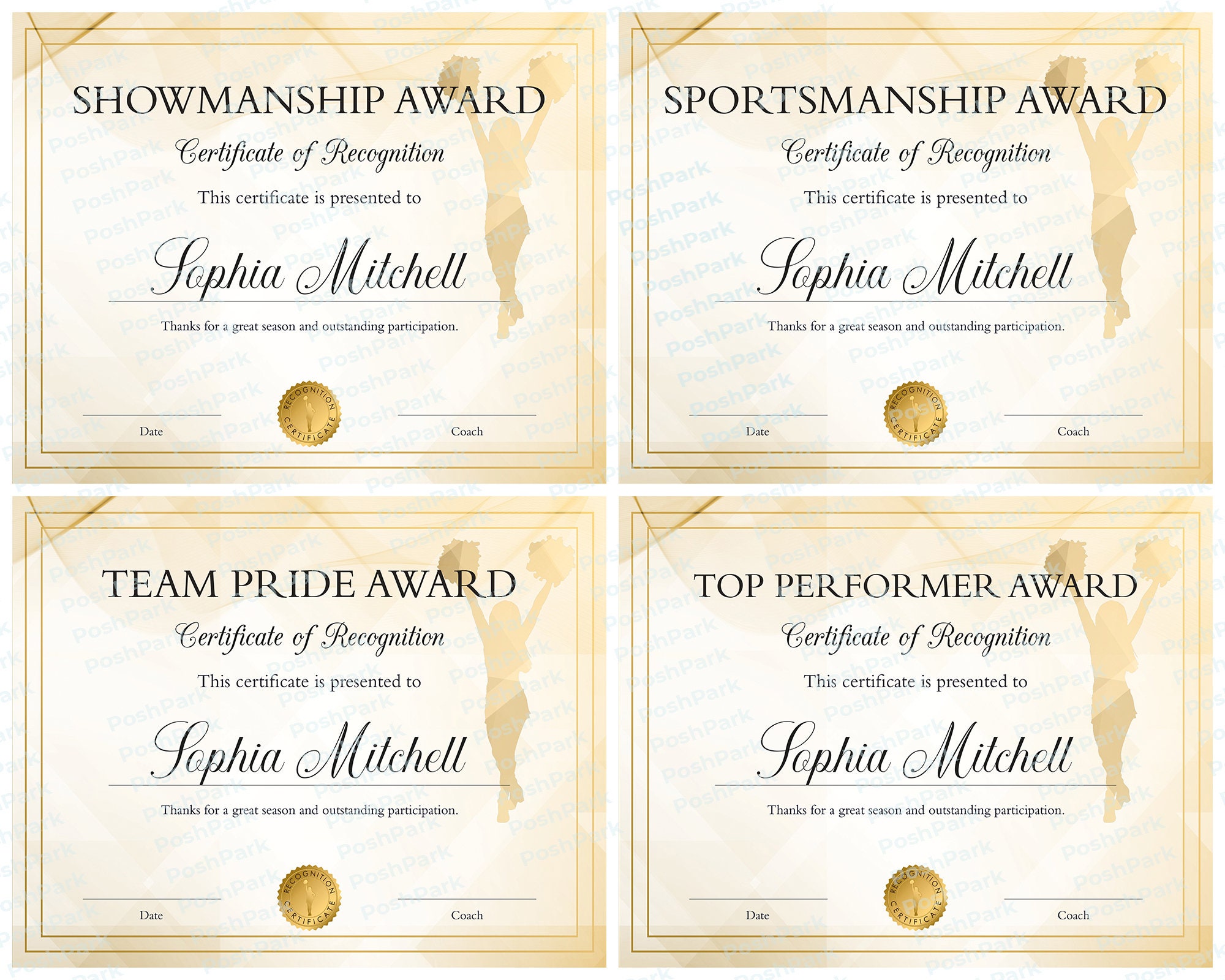 EDITABLE End of Season Cheer Awards, 25 Plus Cheerleading Certificate ...