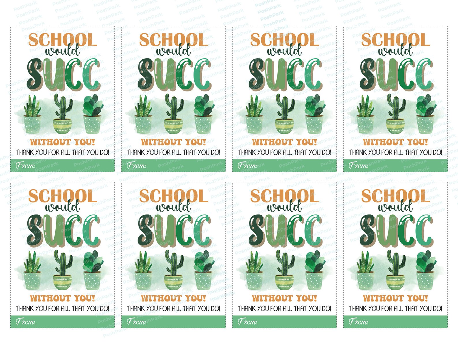 Printable PDF School Would SUCC Without You Tag Succulent - Etsy