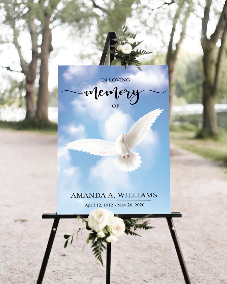 Editable Funeral Welcome Sign Template Blue Sky Dove Editable - Etsy
