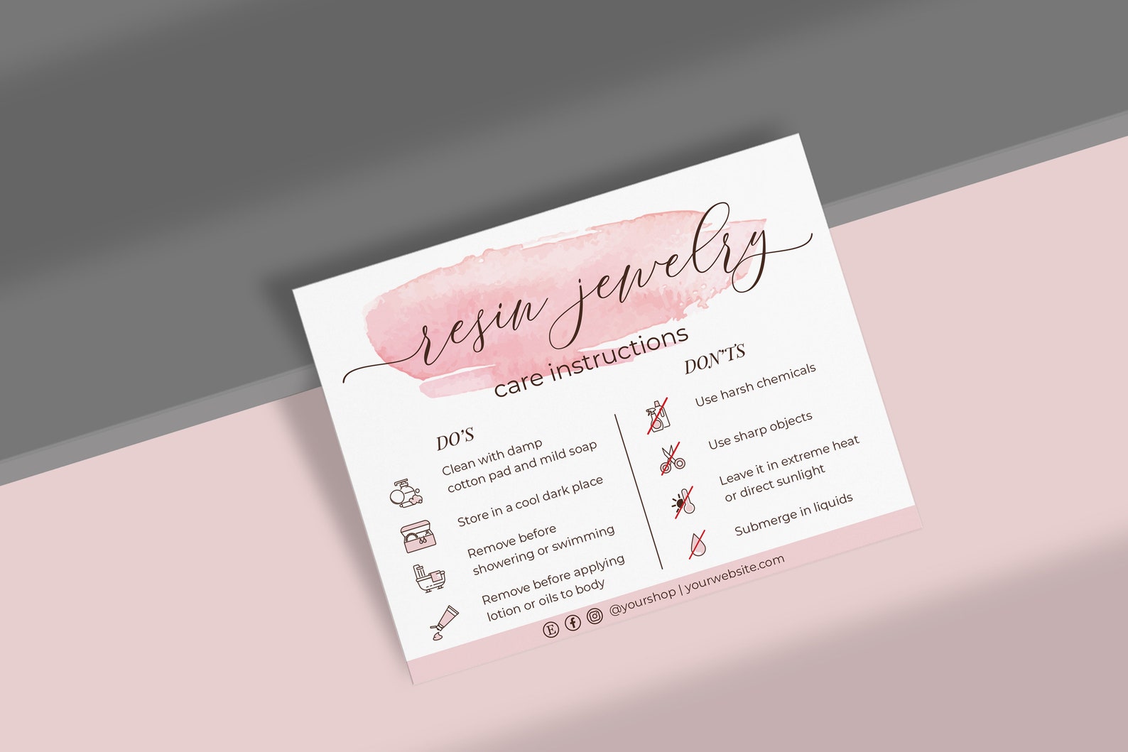 Resin Jewelry Care Card Resin Jewelry Care Instructions - Etsy