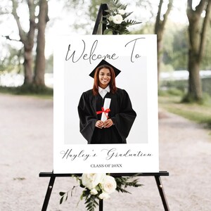 Customizable Grad Party Welcome Sign With Photo | Minimalist Graduation ...