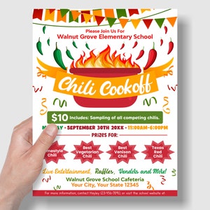 Editable Chili Cookoff Fundraiser Flyer Template, PTA PTO School Church ...