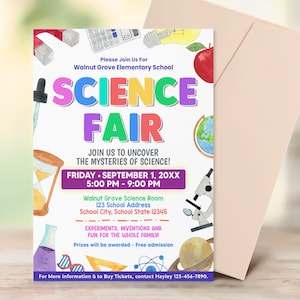 Printable Science Fair Flyer Template, PTO PTA Science Party, Chemistry ...