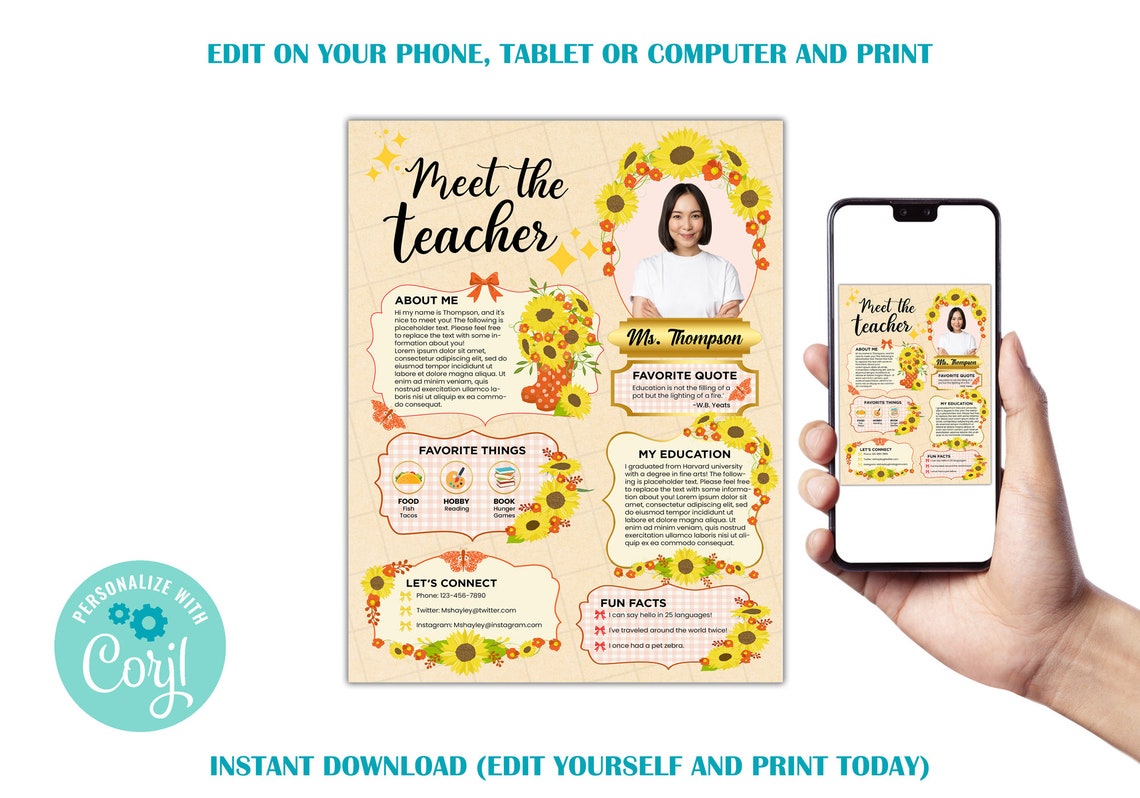 Editable Meet the Teacher Flyer Template Meet the Teacher - Etsy
