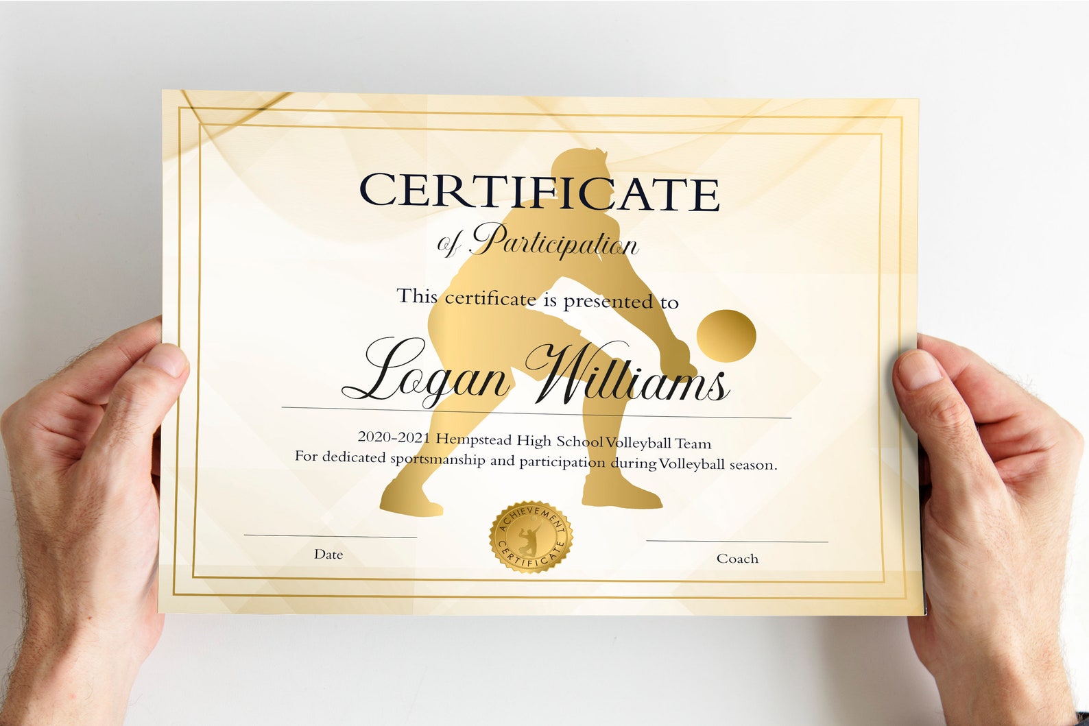 Editable Boys Volleyball Certificate Template Boys Volleyball | Etsy