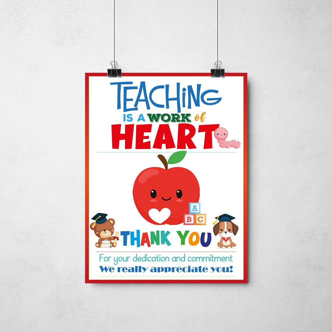 PRINTABLE Teaching is a Work of Heart Sign Teacher and Staff - Etsy