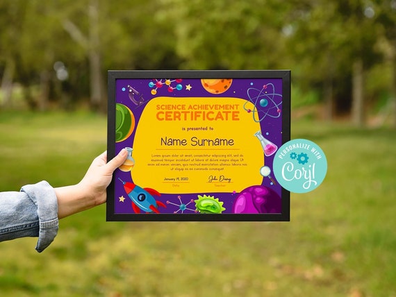 Editable School Science Certificate Template Science Fair Certificates 