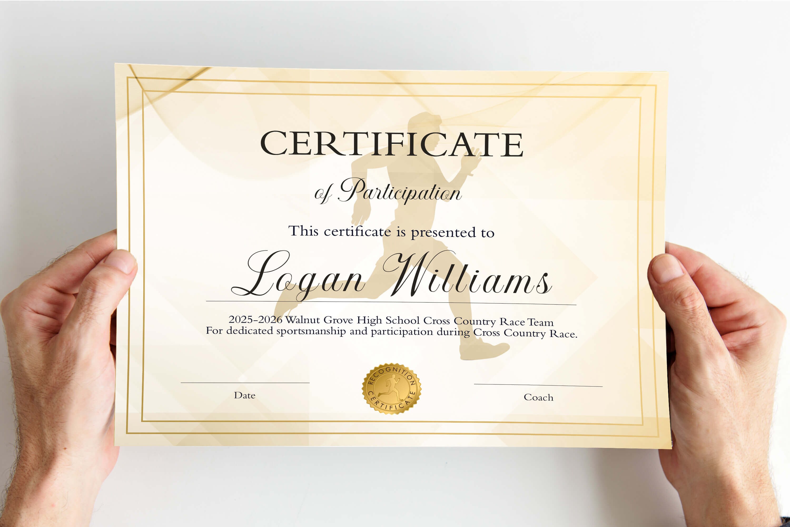 Printable Cross Country Certificate Template for Boys Track - Etsy